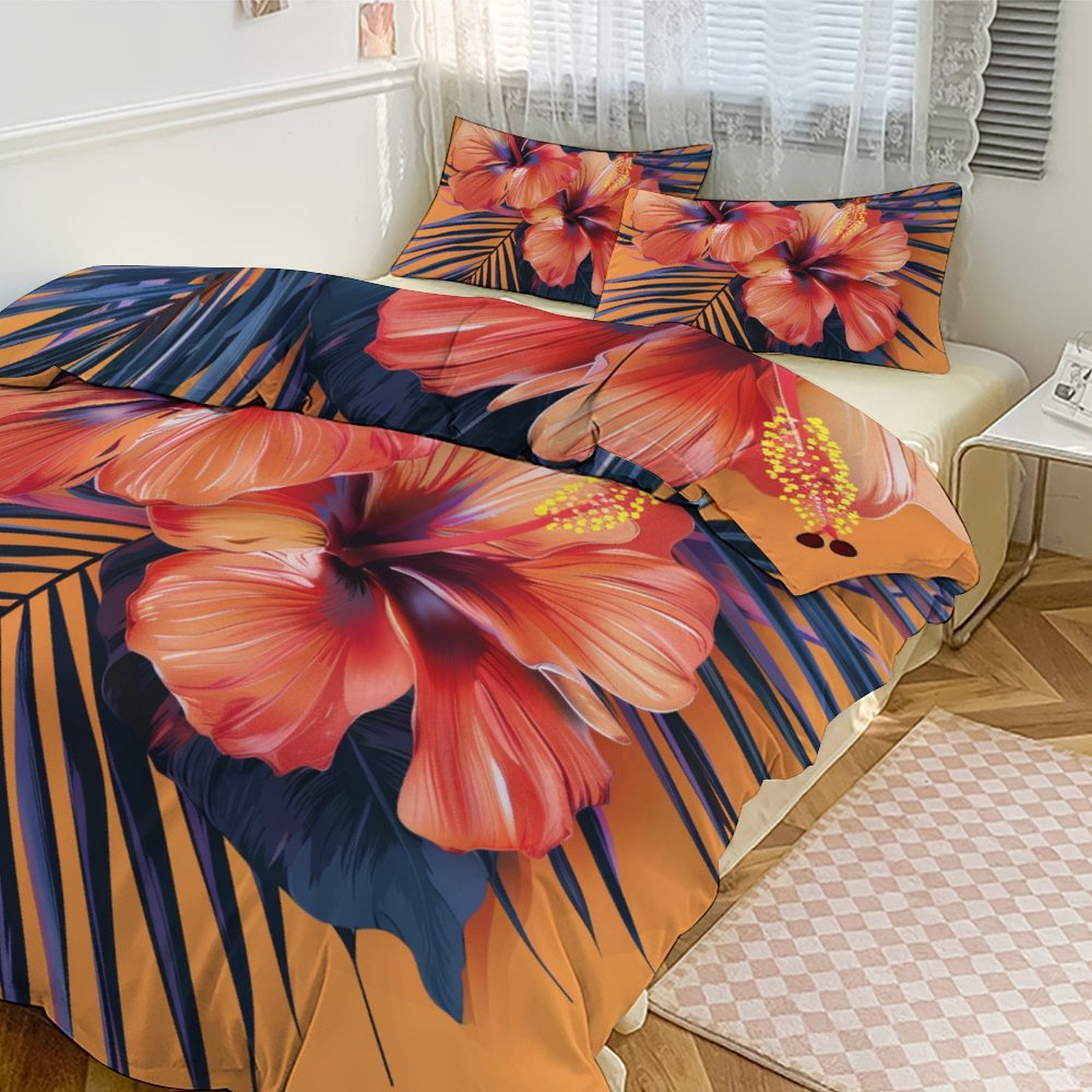 3 Pcs Soft Bedding Set, Includes 1 Duvet Cover with Zipper And 2 Pillow ...