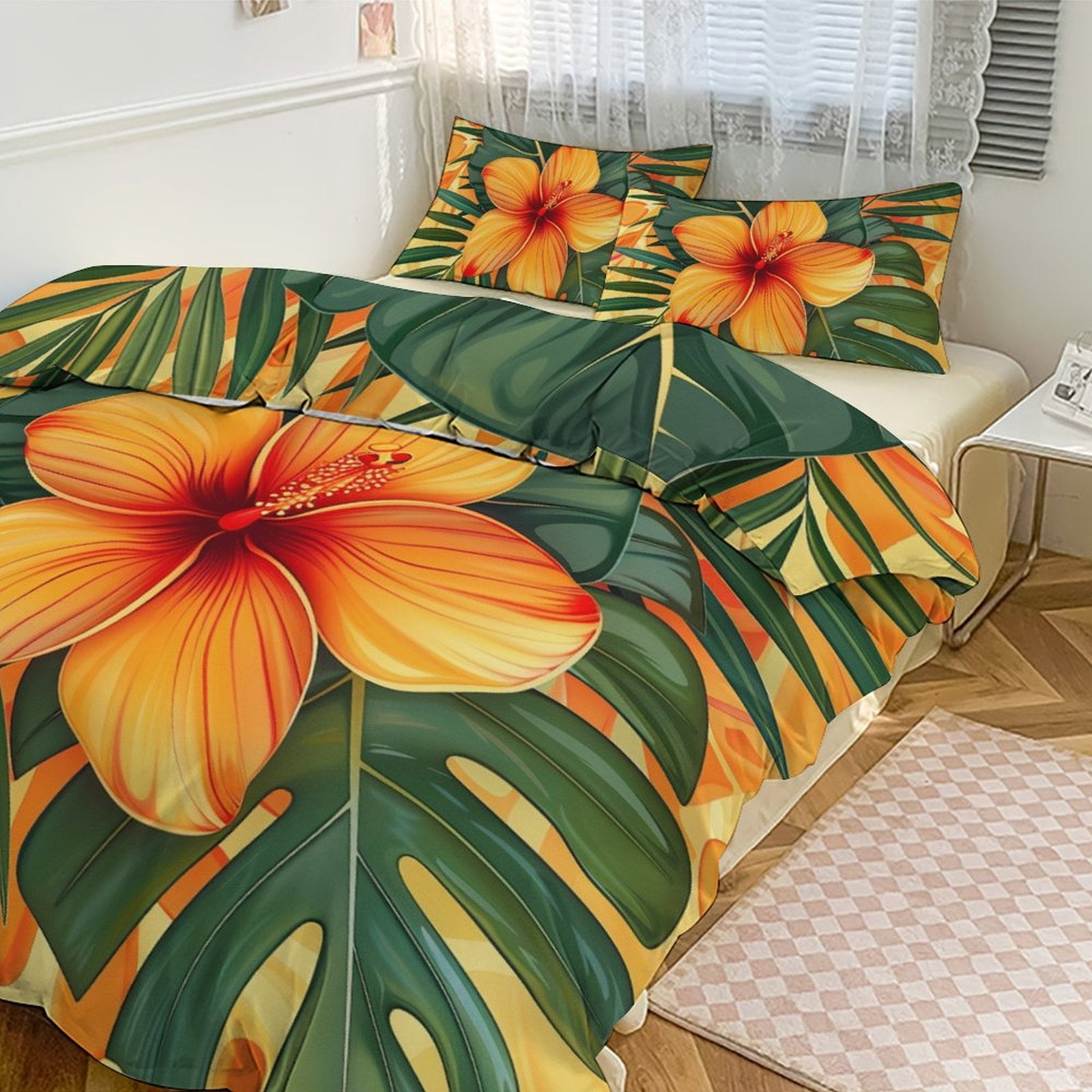 3 Pcs Soft Bedding Set, Includes 1 Duvet Cover with Zipper And 2 Pillow ...