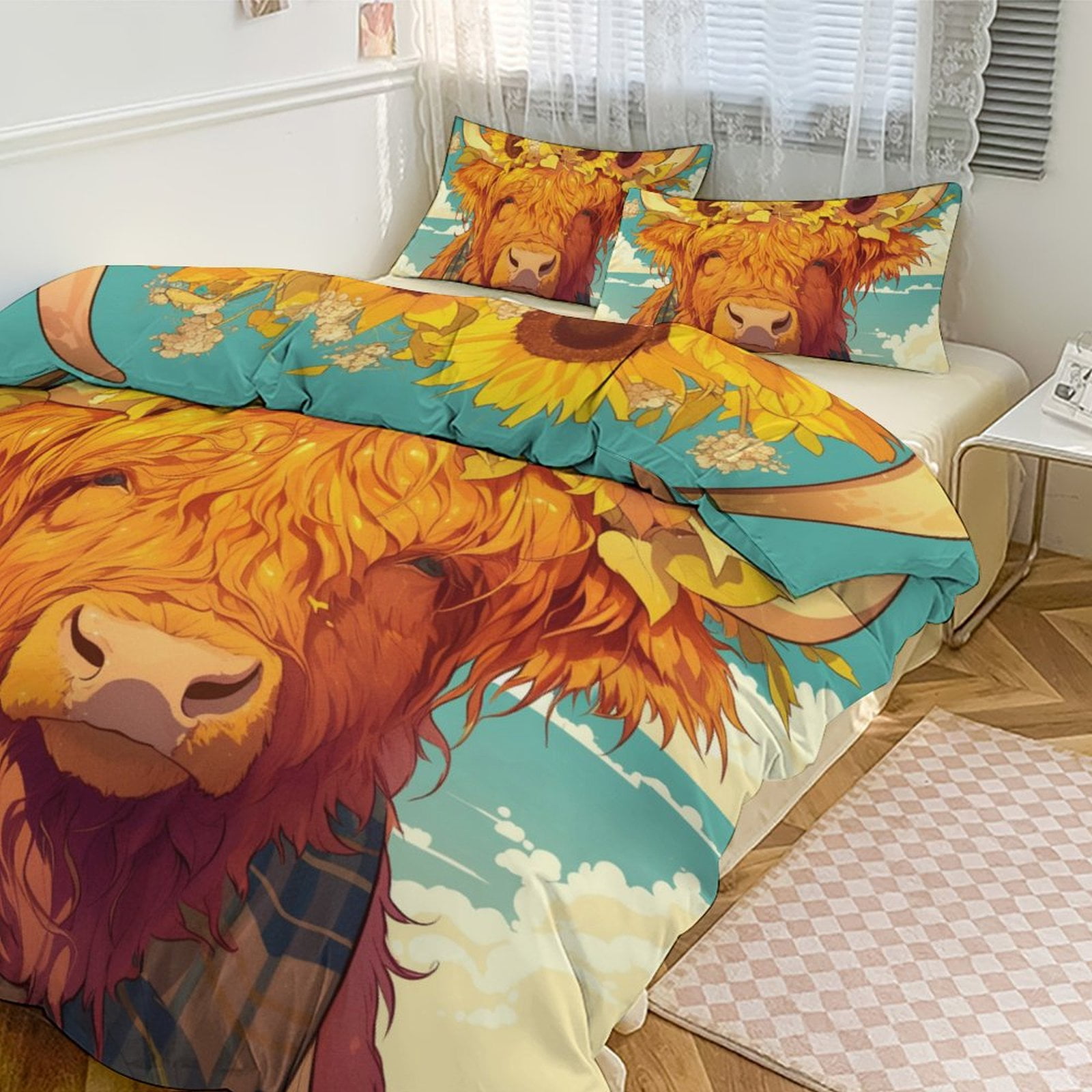 3 Pcs Soft Bedding Set, Includes 1 Duvet Cover with Zipper And 2 Pillow ...