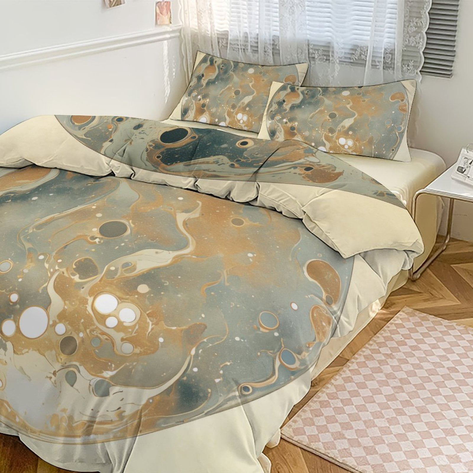 3 Pcs Soft Bedding Set, Includes 1 Duvet Cover with Zipper And 2 Pillow ...