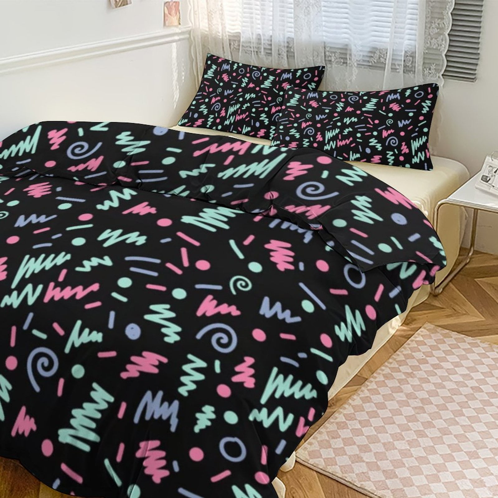 3 Pcs Soft Bedding Set, Includes 1 Duvet Cover with Zipper And 2 Pillow ...