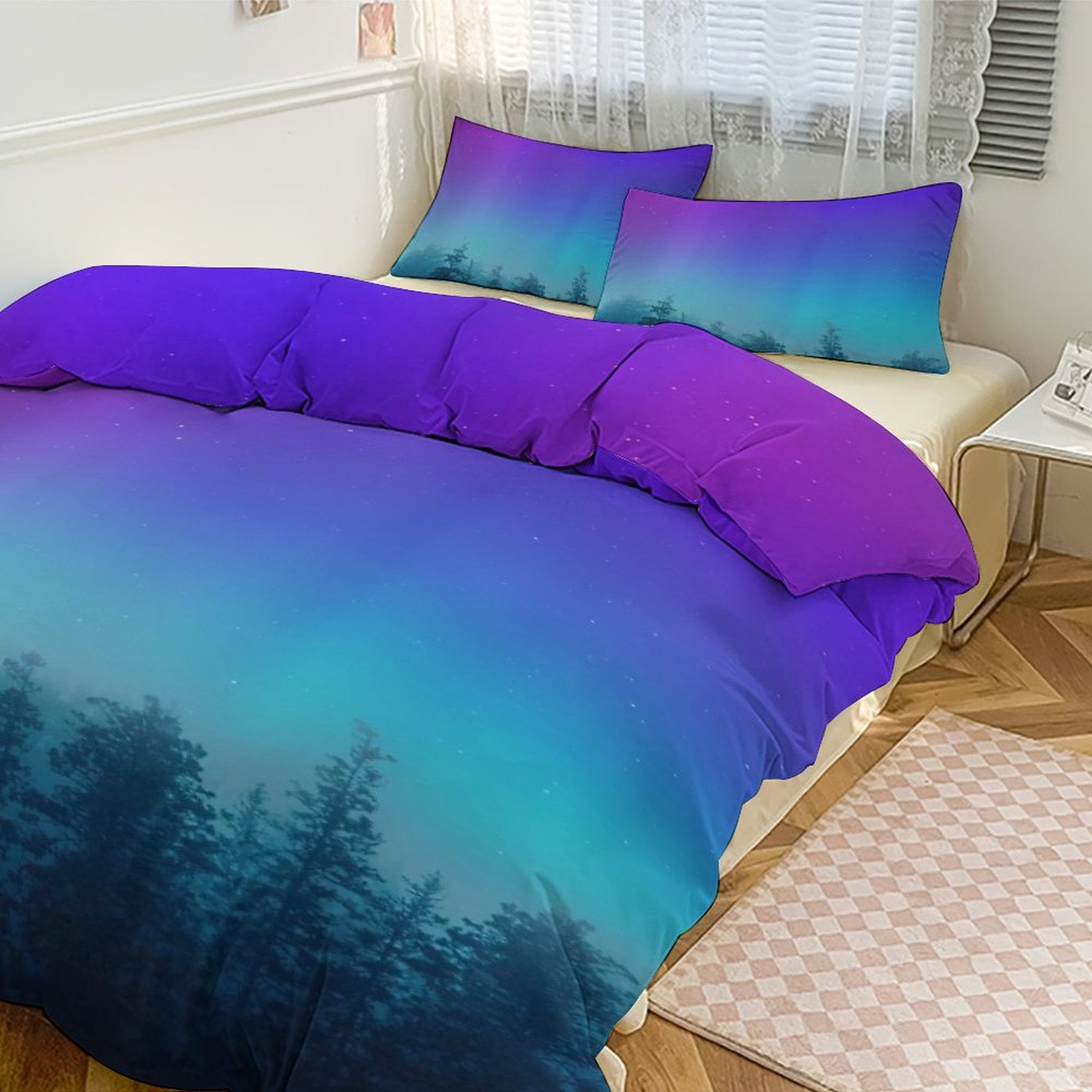 3 Pcs Soft Bedding Set, Includes 1 Duvet Cover with Zipper And 2 Pillow ...