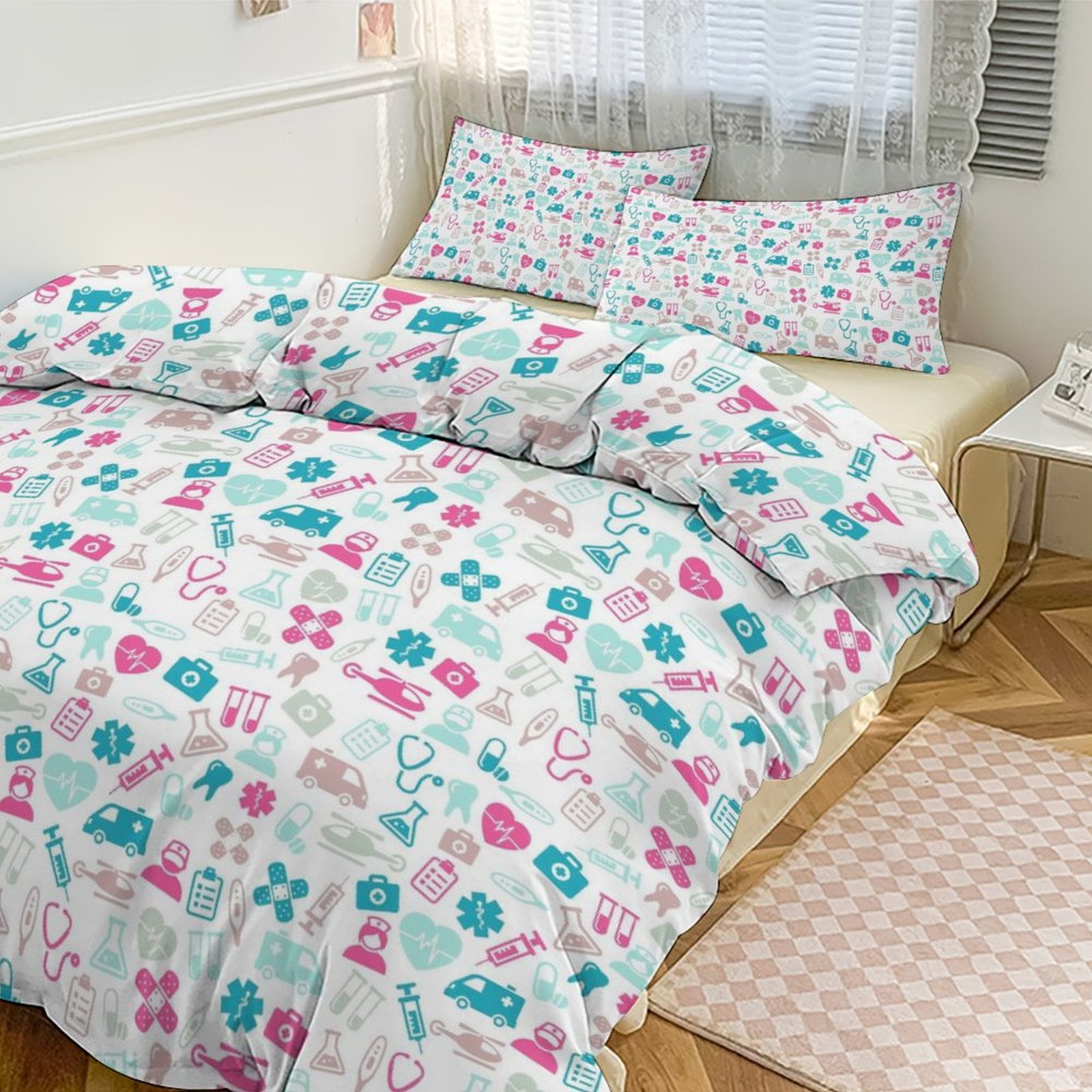 3 Pcs Soft Bedding Set, Includes 1 Duvet Cover with Zipper And 2 Pillow ...