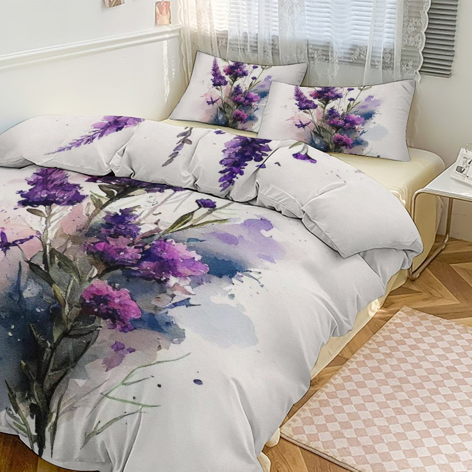 3 Pcs Soft Bedding Set, Includes 1 Duvet Cover with Zipper And 2 Pillow ...
