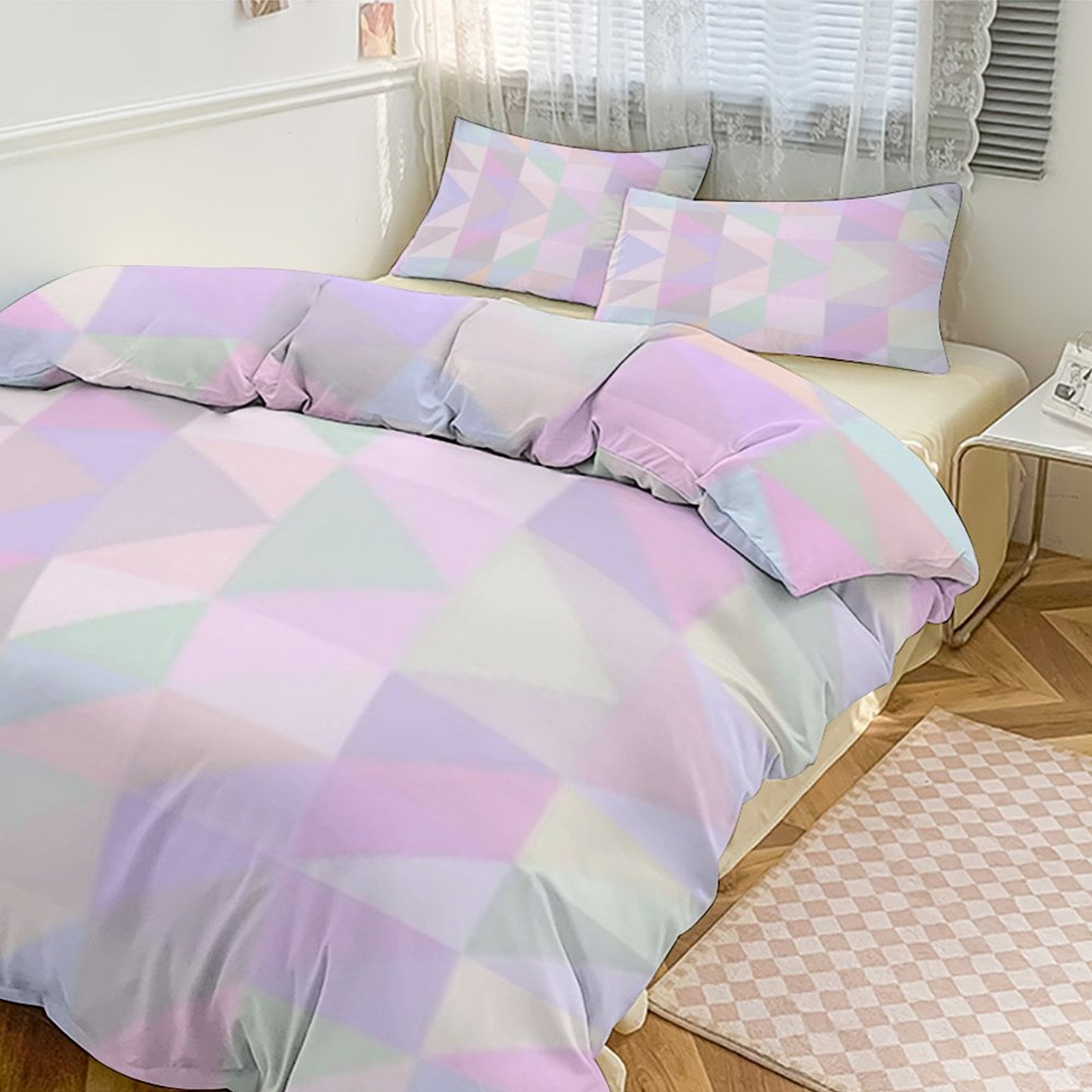 3 Pcs Soft Bedding Set, Includes 1 Duvet Cover with Zipper And 2 Pillow Shams,Textures Glitter ...