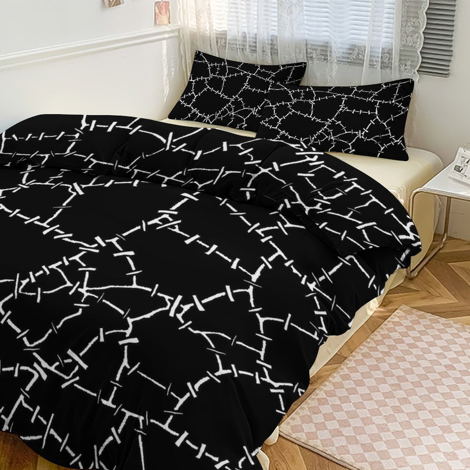 3 Pcs Soft Bedding Set, Includes 1 Duvet Cover with Zipper And 2 Pillow ...