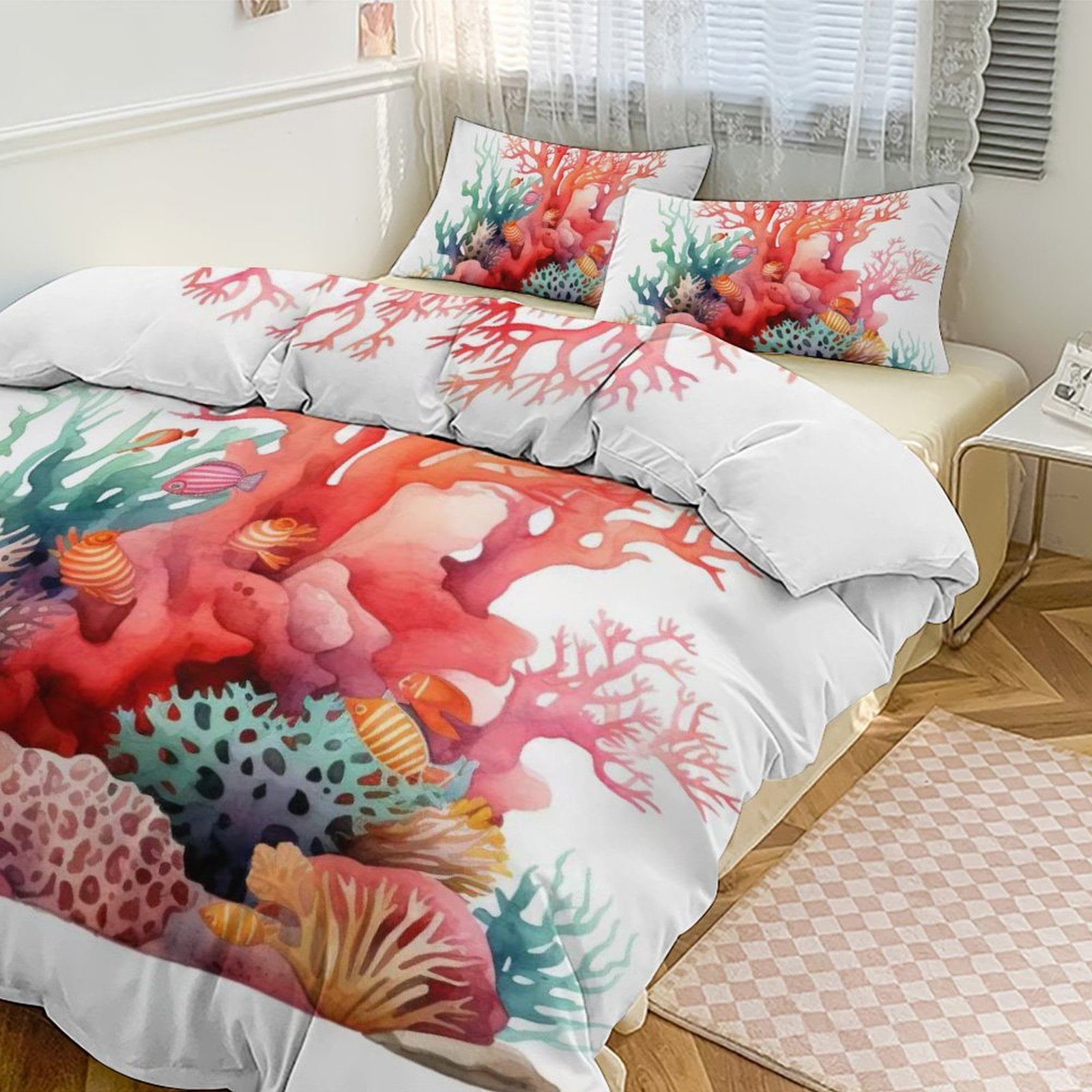 3 Pcs Soft Bedding Set, Includes 1 Duvet Cover with Zipper And 2 Pillow ...