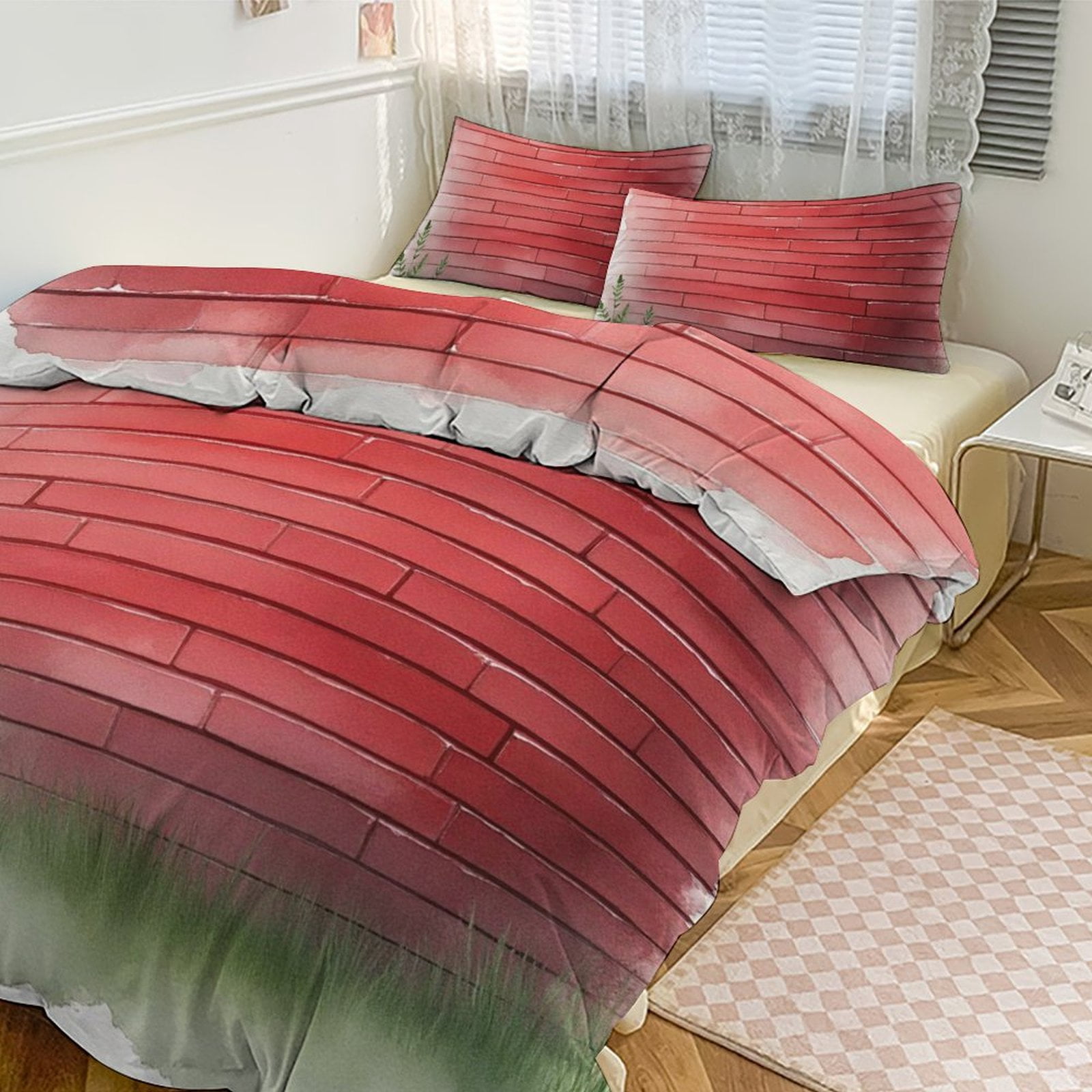 3 Pcs Soft Bedding Set, Includes 1 Duvet Cover with Zipper And 2 Pillow ...