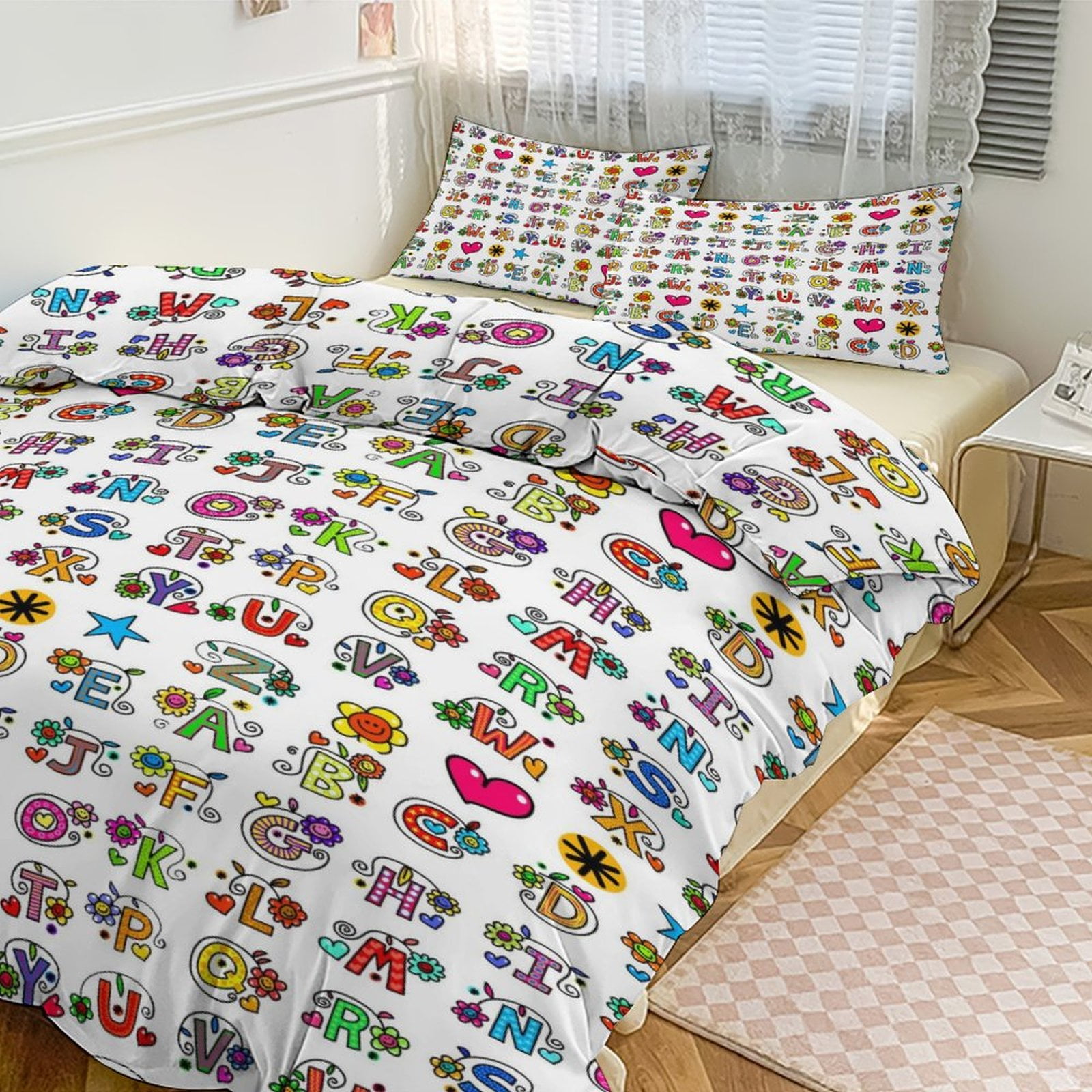 3 Pcs Soft Bedding Set, Includes 1 Duvet Cover with Zipper And 2 Pillow ...