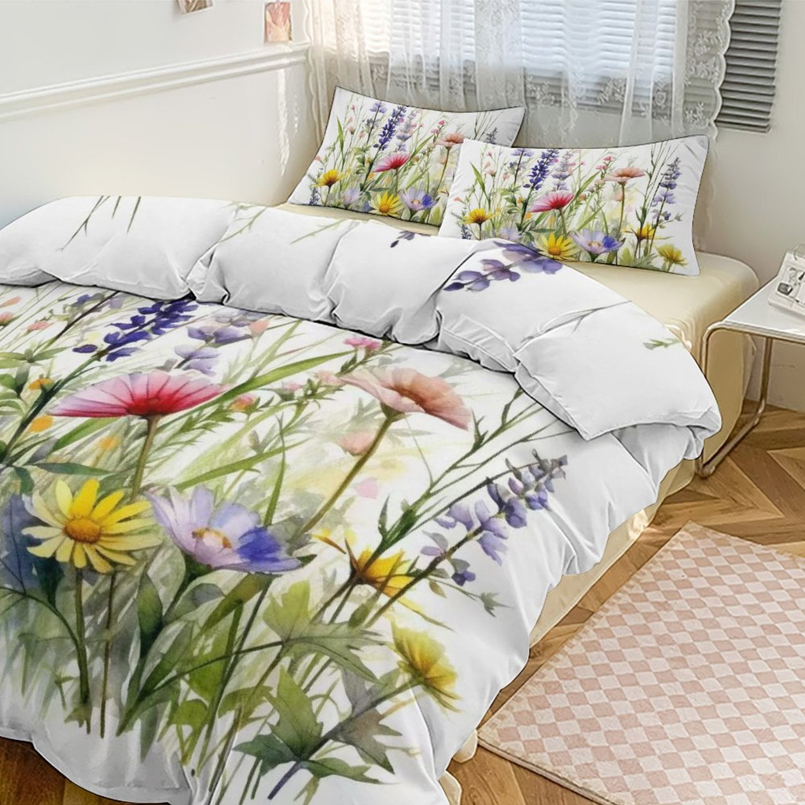 3 Pcs Soft Bedding Set, Includes 1 Duvet Cover with Zipper And 2 Pillow ...