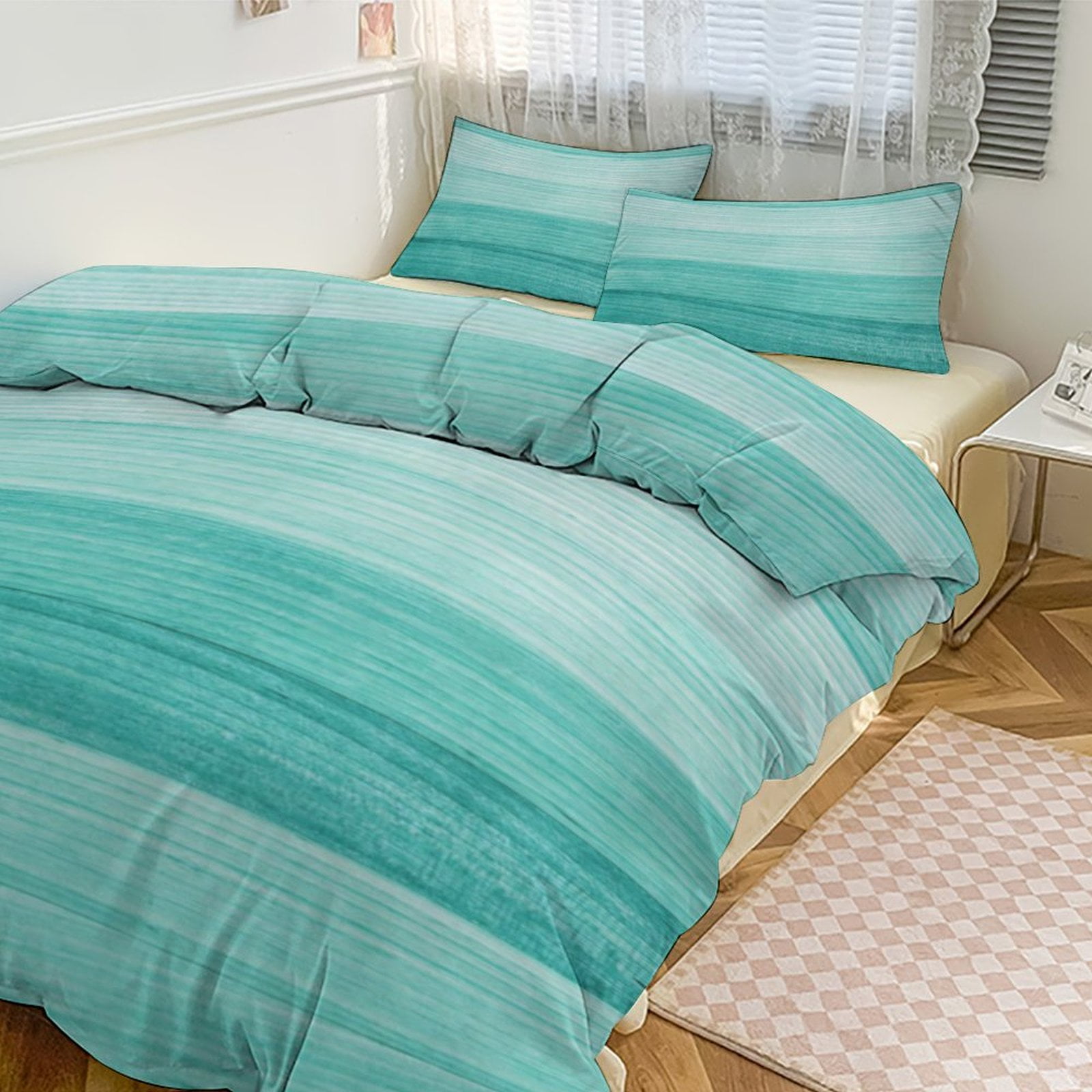 3 Pcs Soft Bedding Set, Includes 1 Duvet Cover with Zipper And 2 Pillow ...