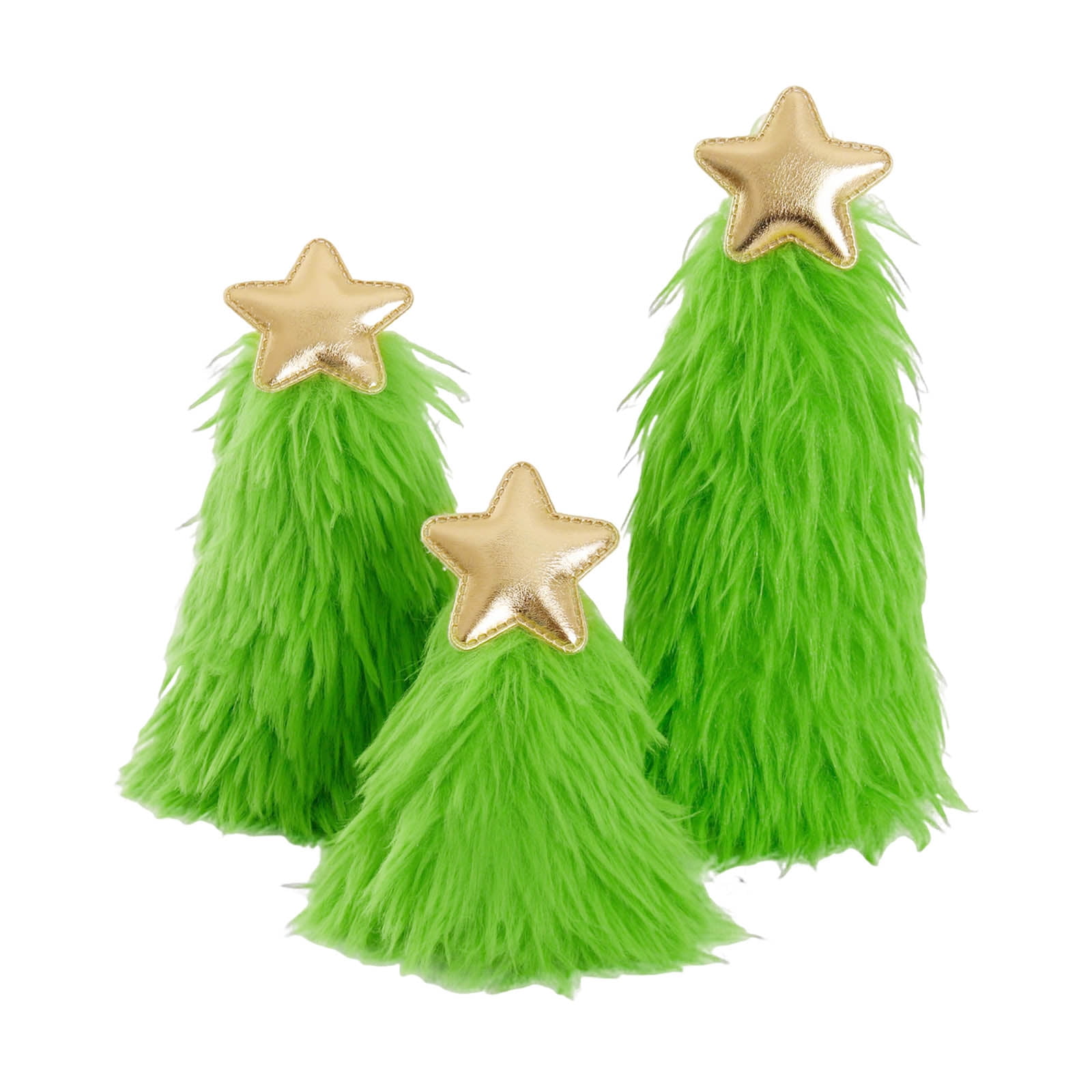 3 Pcs Soft Faux Fur Lime Green Christmas Decorations Mini Furry Elf ...
