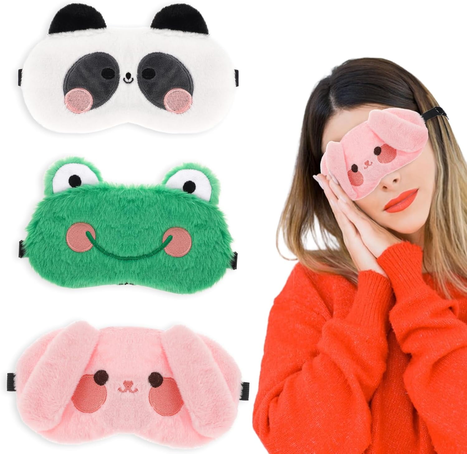 3 Pcs Soft Plush Eye Mask Plush Eye Mask Soft Sleeping Blindfold Eye ...