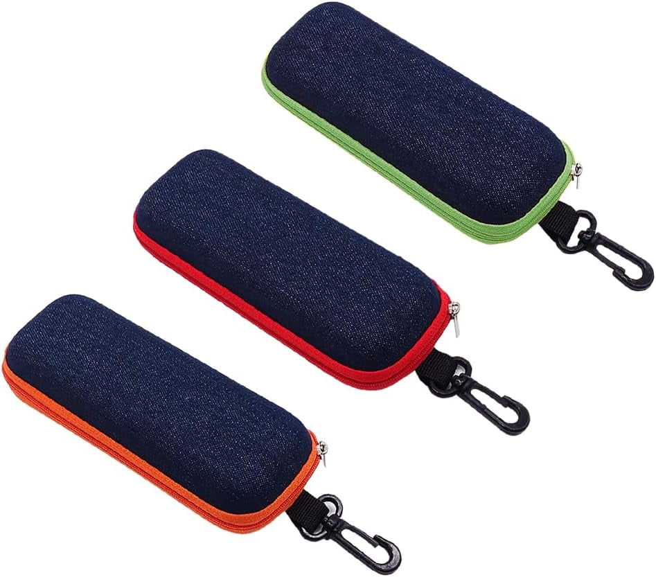 3 Pcs Soft Zipper Glasses Case with Clip Fashion Portable Eyeglasses ...