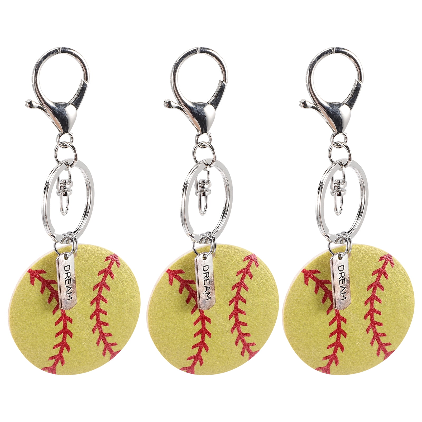 3 Pcs Softball Party Favors Sports Keychain with Labels Yellow ...