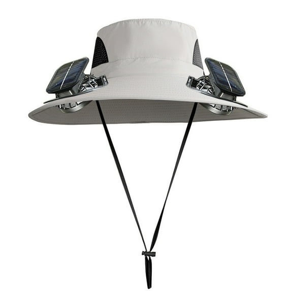 3 Pcs Solar Fan Hat, Wide Brim Solar Fan Outdoor Fishing Hat with 2 ...