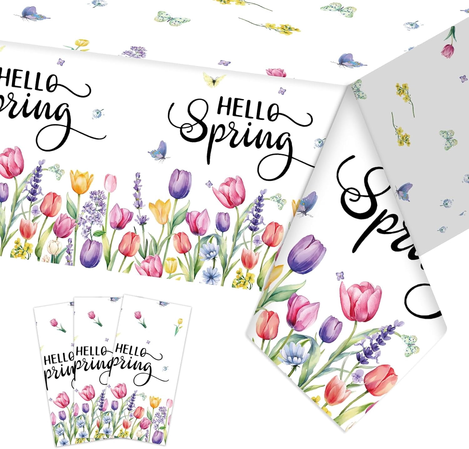 3 Pcs Spring Decorations Tablecloth Spring Floral Themed Plastic Table ...