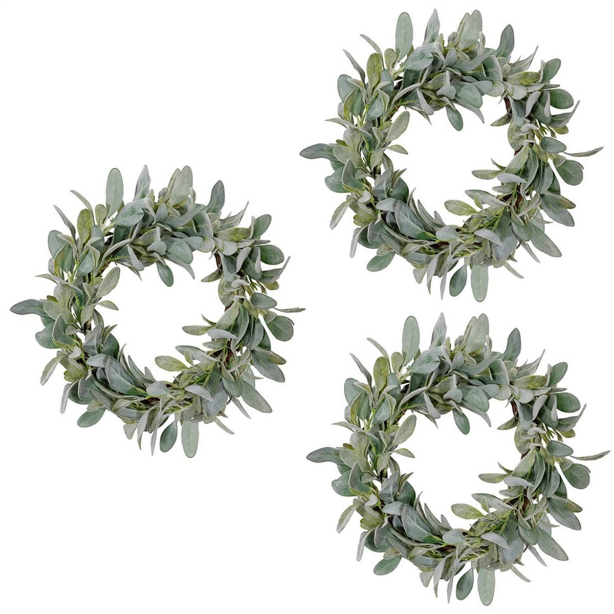3 Pcs Spring Flocked Lambs Ear Wreath, Year Round Everyday Foliage ...