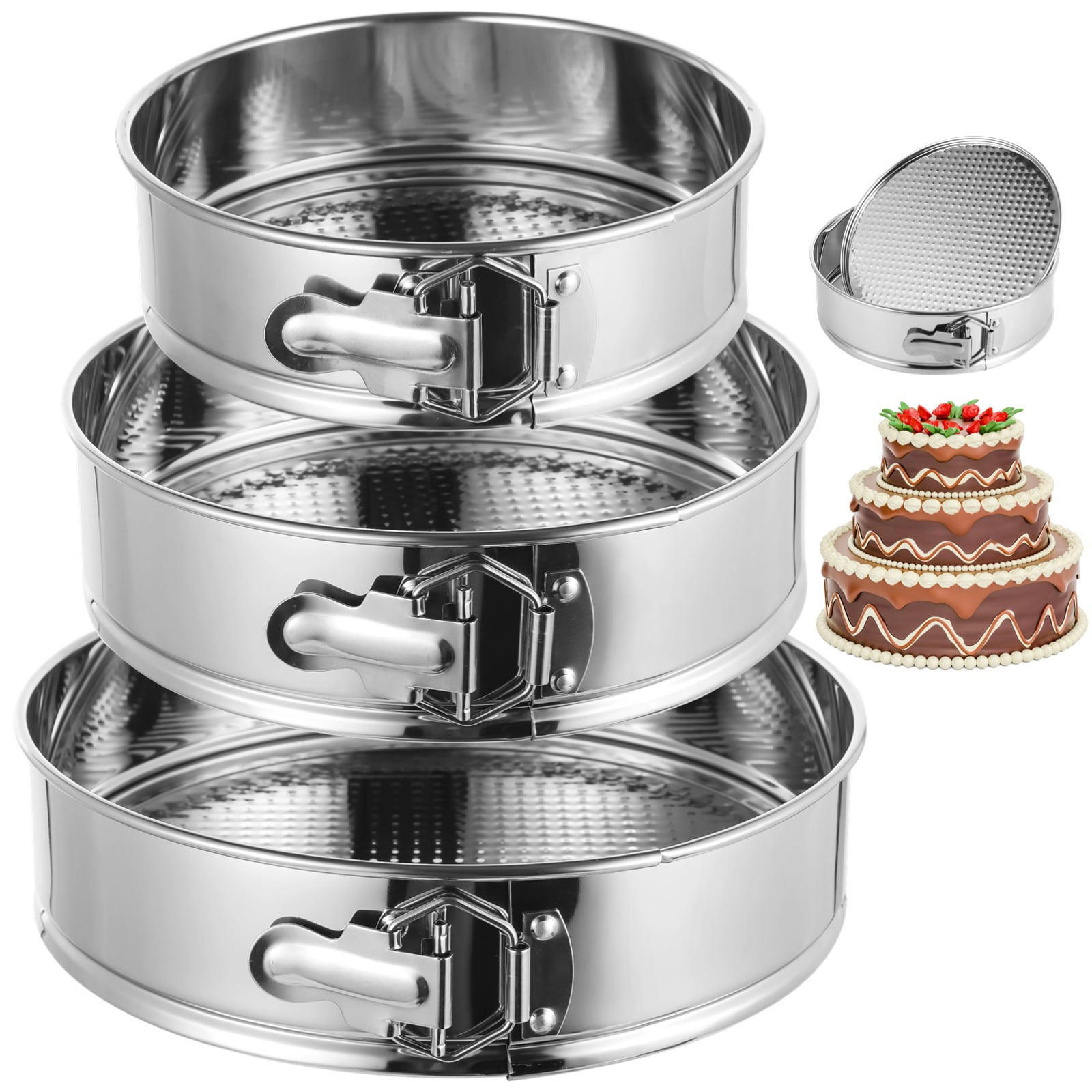 3 Pcs Springform Pans, 7" 9" 10" Nonstick Cheesecake Pans, Leakproof ...