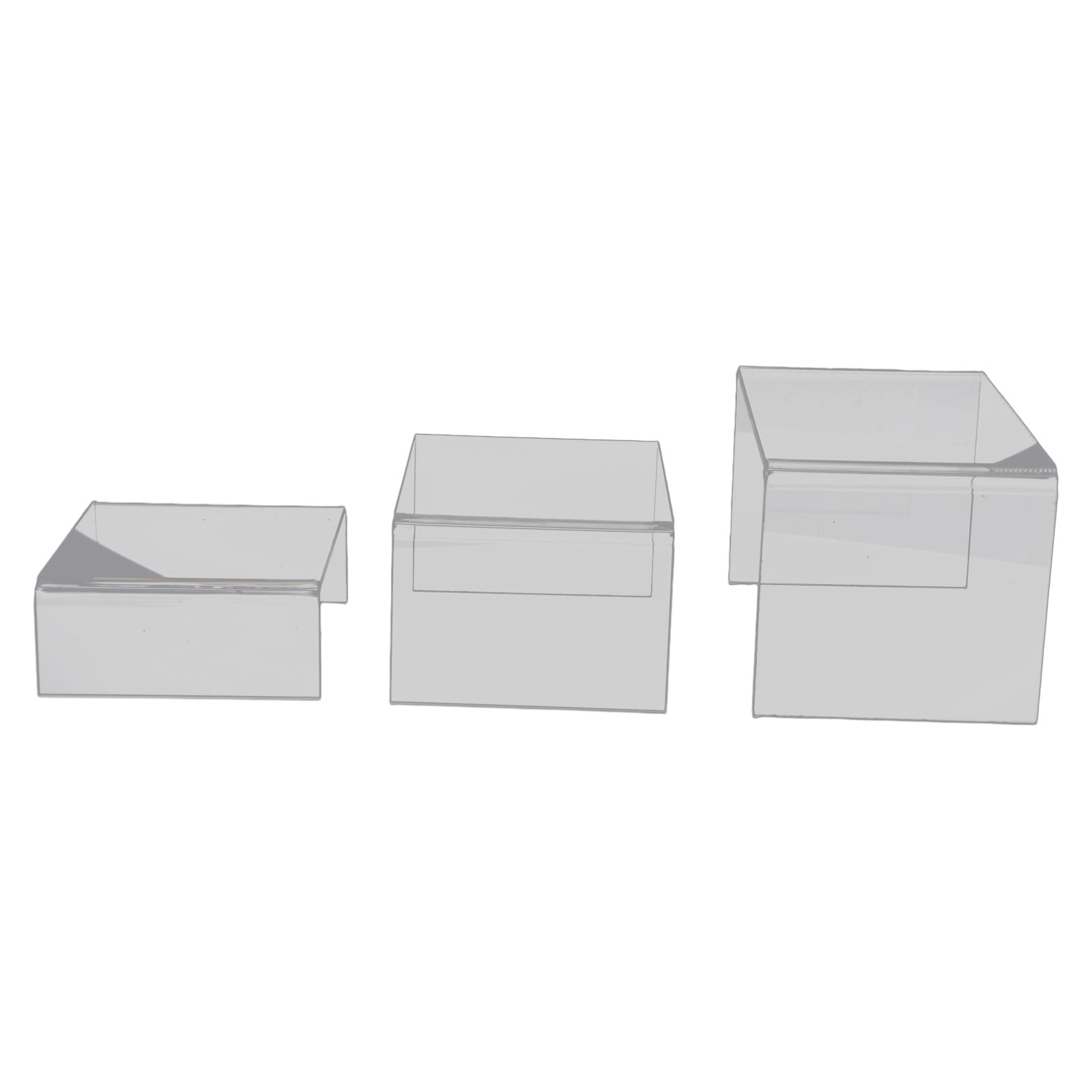 3 Pcs Square Acrylic Clear Display Stands Showcase Set Jewelry Makeup ...