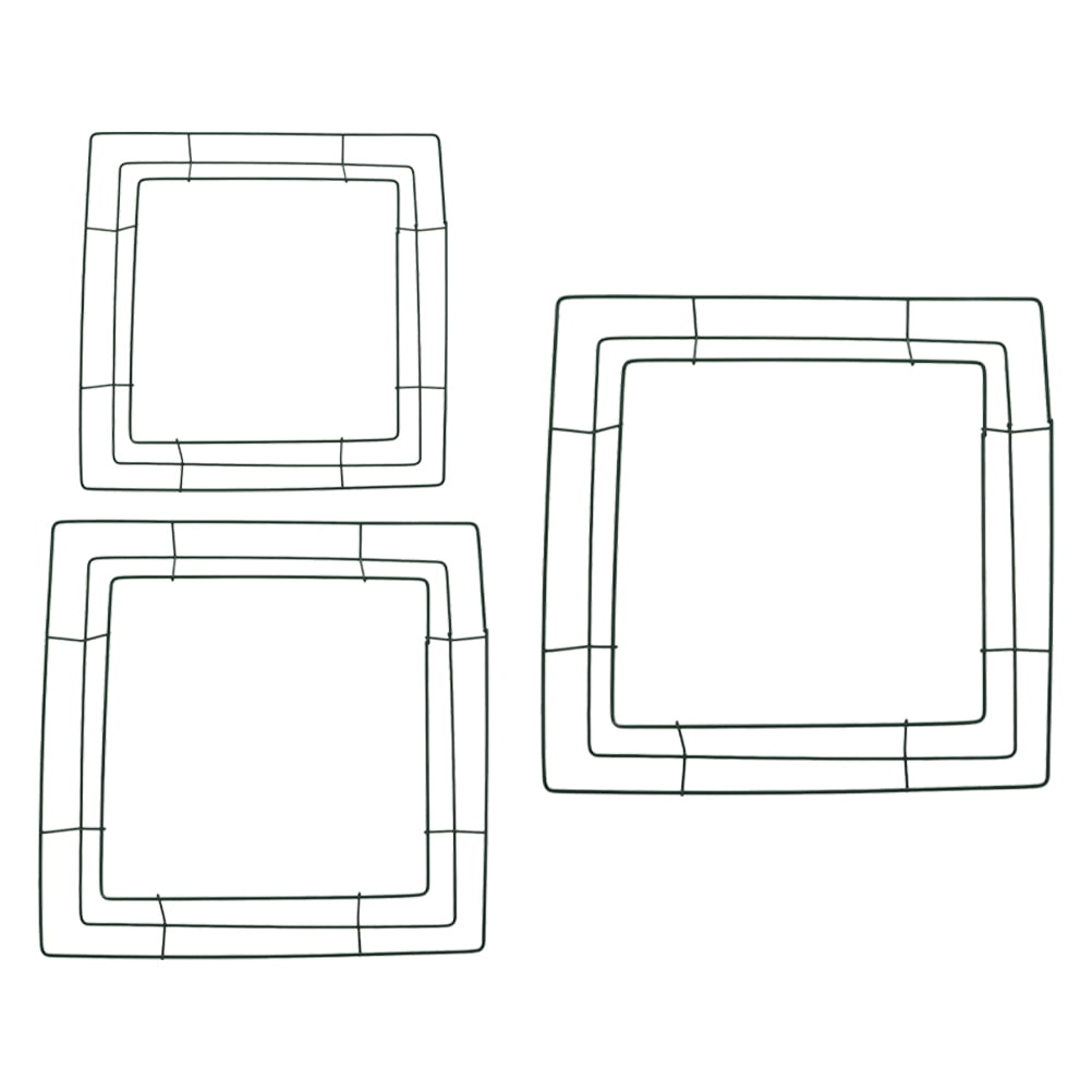 3 Pcs Square Garland Metal Flower Wreath Frame Wedding Rings Christmas ...