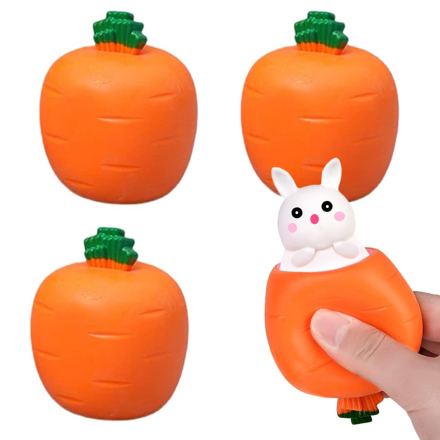 3 Pcs Squeeze Toys Carrot Rabbit Fidget Toys Bunny Stress Relief ...