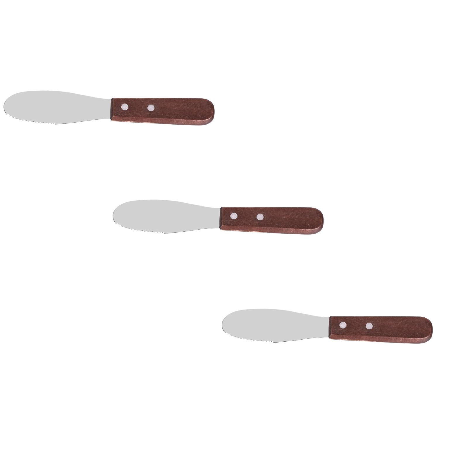 3 Pcs Stainless Steel Butter Spreaders,Straight Edge With Wood Handle ...