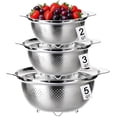 3 Pcs Stainless Steel Colander Strainer Set Metal Colander for Kitchen ...