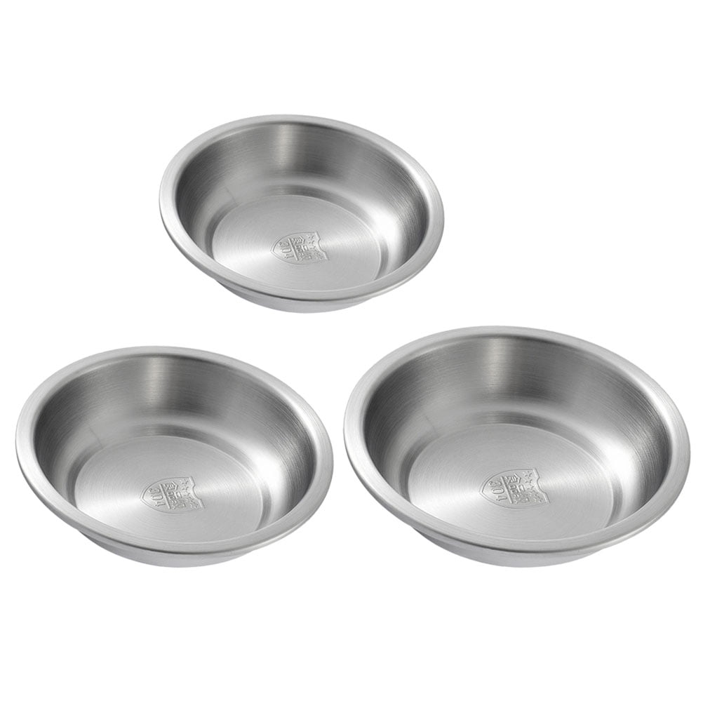 3 Pcs Stainless Steel Dish Round Metal Dinner Plate Beef Mixing Bowls ...