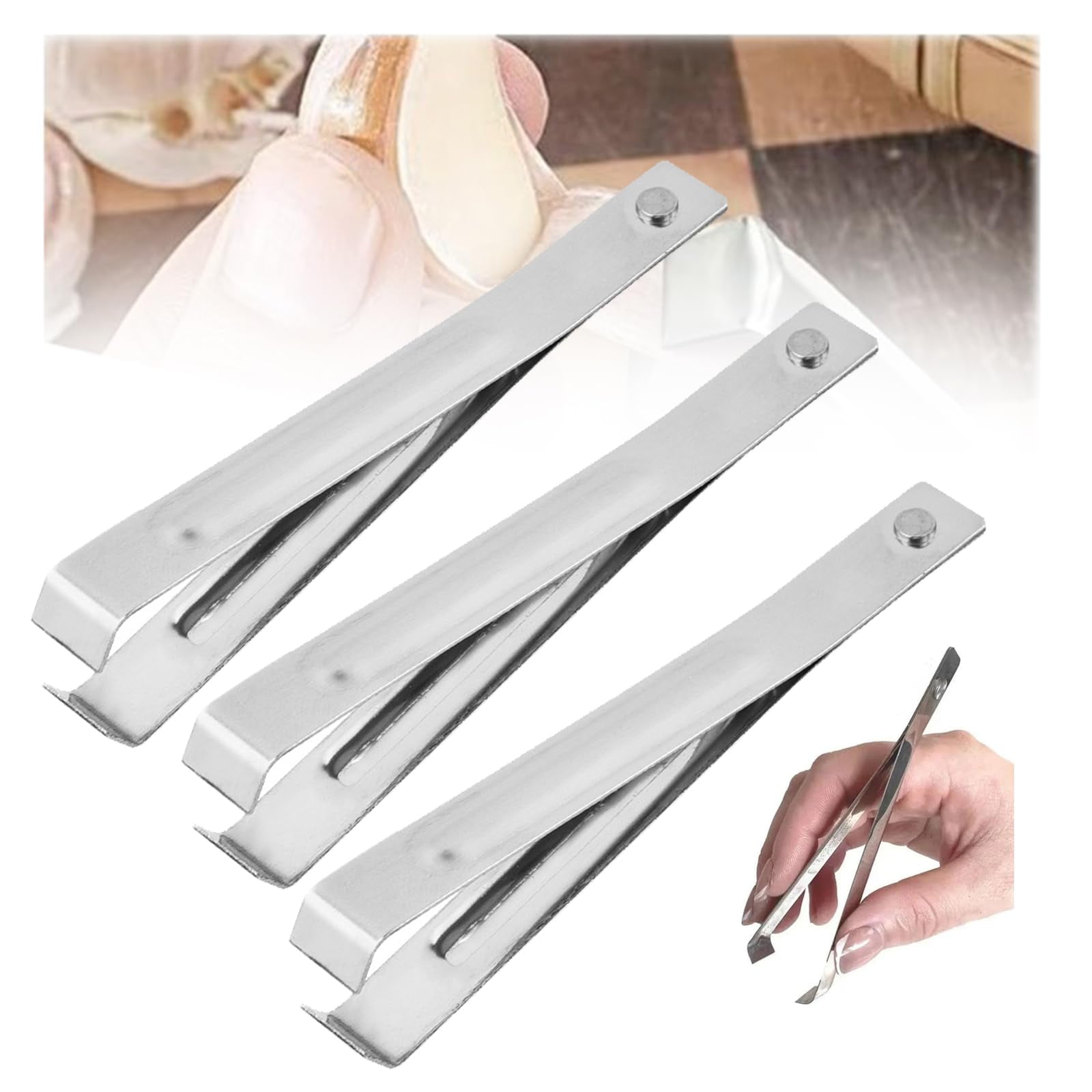 3 Pcs Stainless Steel Garlic Tongs Peeling Clips Fish Bone Tweezers ...