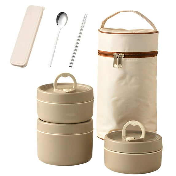 3 Pcs Stainless Steel Lunch Container Set,Portable Insulated Lunch Bag ...
