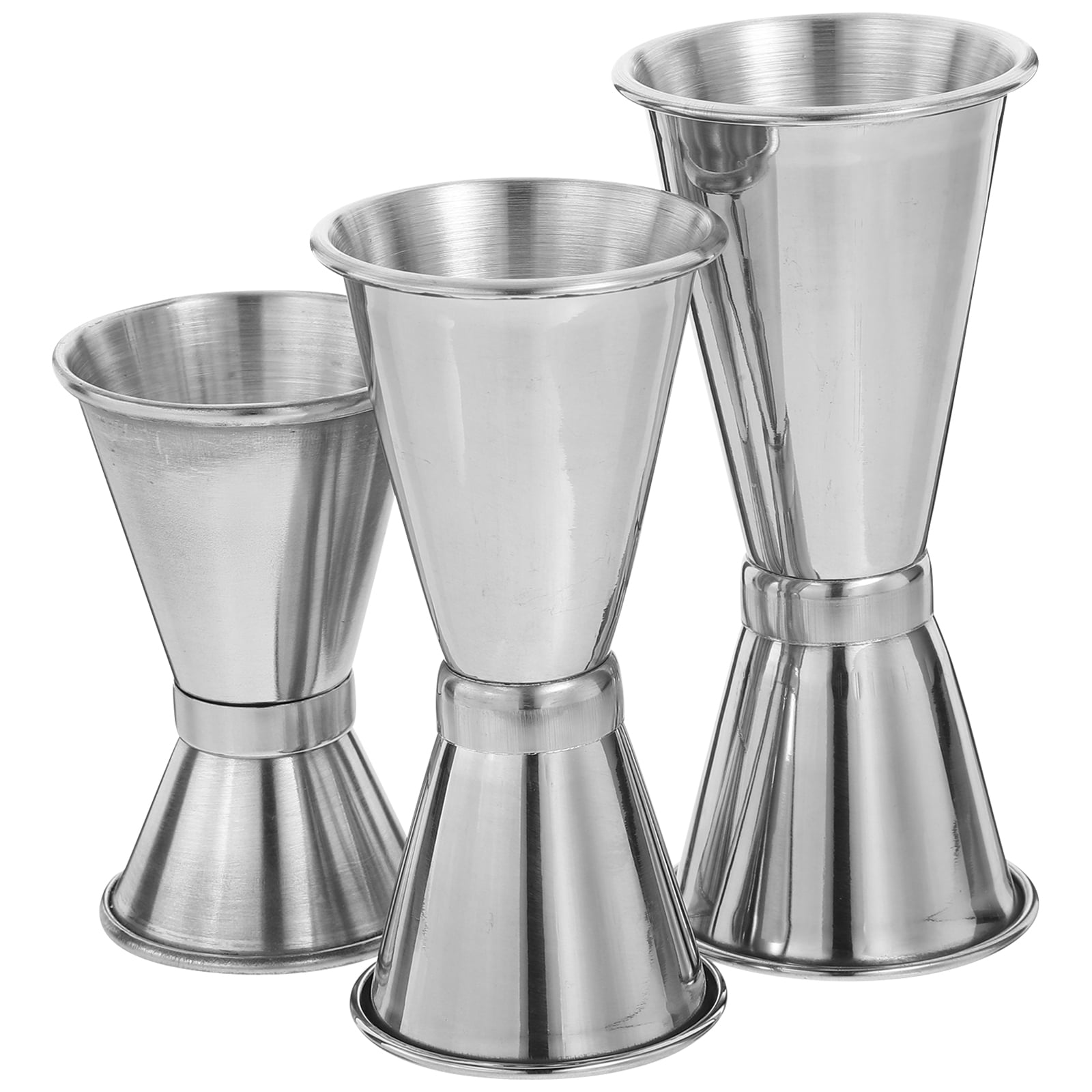 3 Pcs Stainless Steel Mixing Cup Shot Measure Jigger Metal Measuring ...
