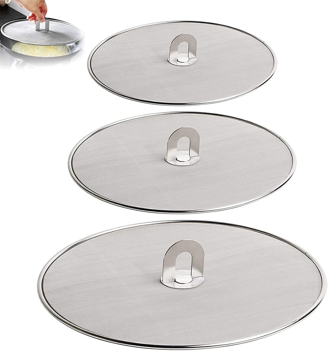 Casewin 3 Pcs Stainless Steel Splatter Screen Set, Grease Guard for ...