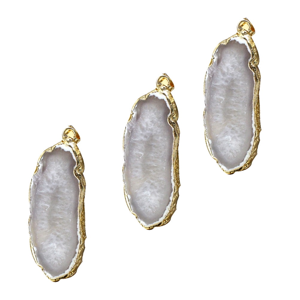 3 Pcs Stone Pendant Charm Agate Stone Slice Pendant DIY Jewelry ...