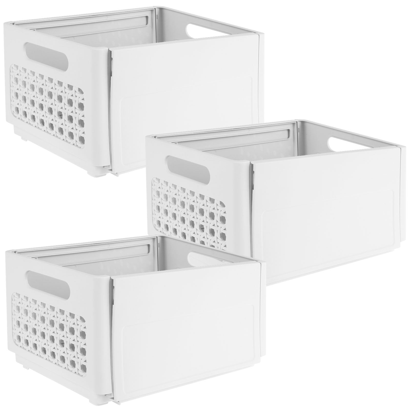 3 Pcs Storage Bin with Handles Retractable Storage Box Plastic Storage ...