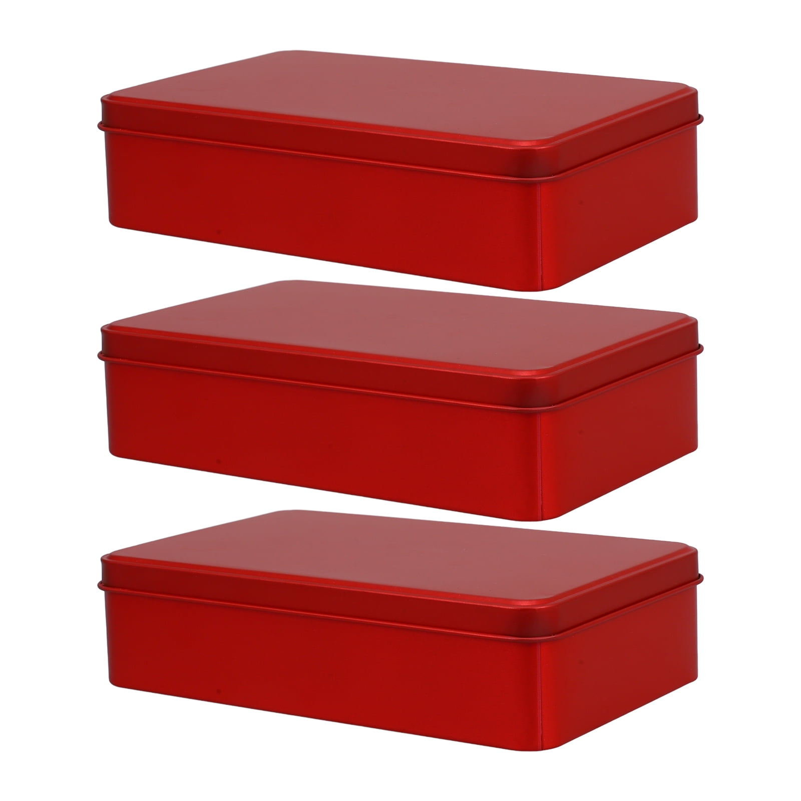 3 Pcs Storage Box Food Containers with Lids Metal Tins Cookies Tin Rectangular Candy Tins ...