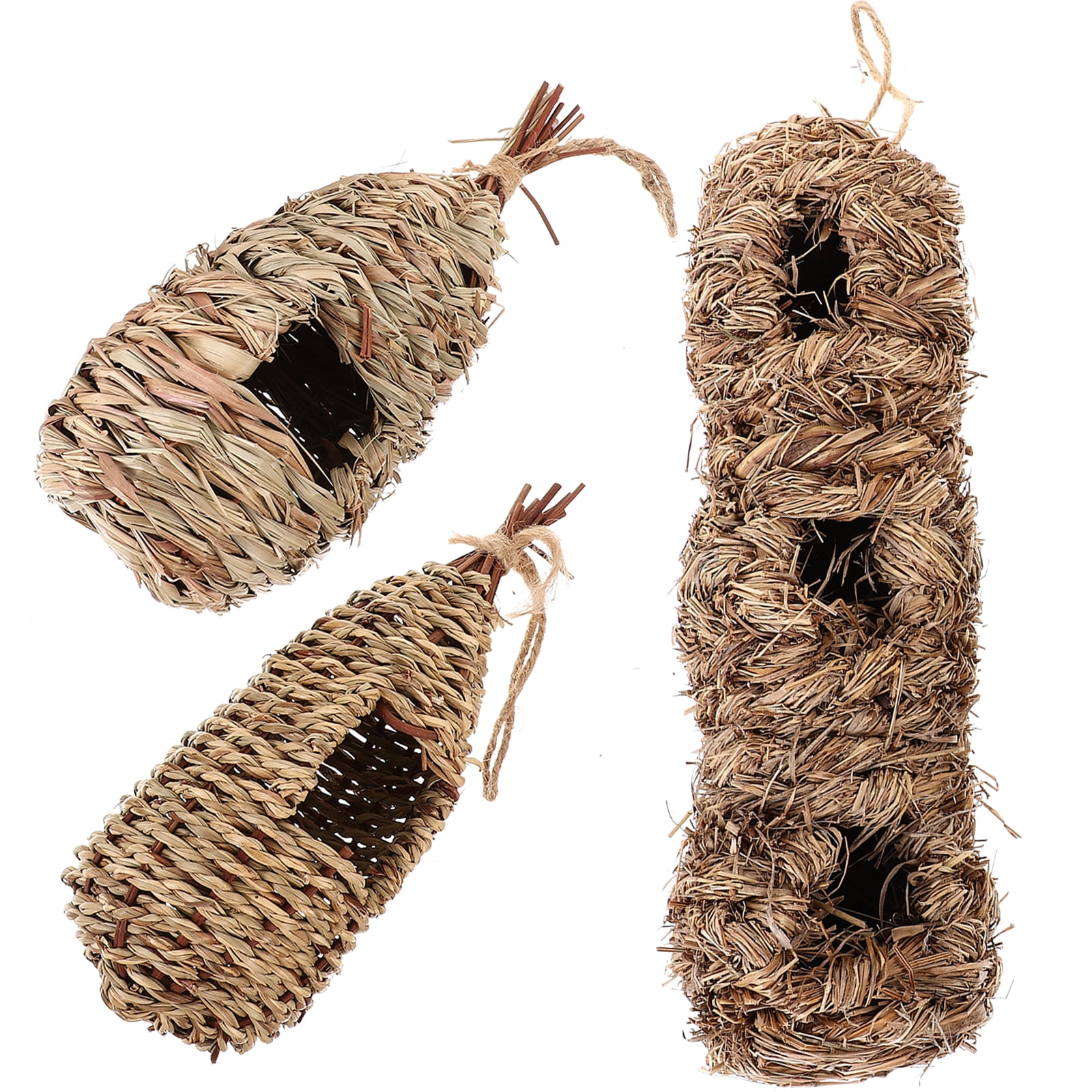 3 Pcs Straw Bird Nest Outdoor Hanging House Decor for Garden Patio Yard ...