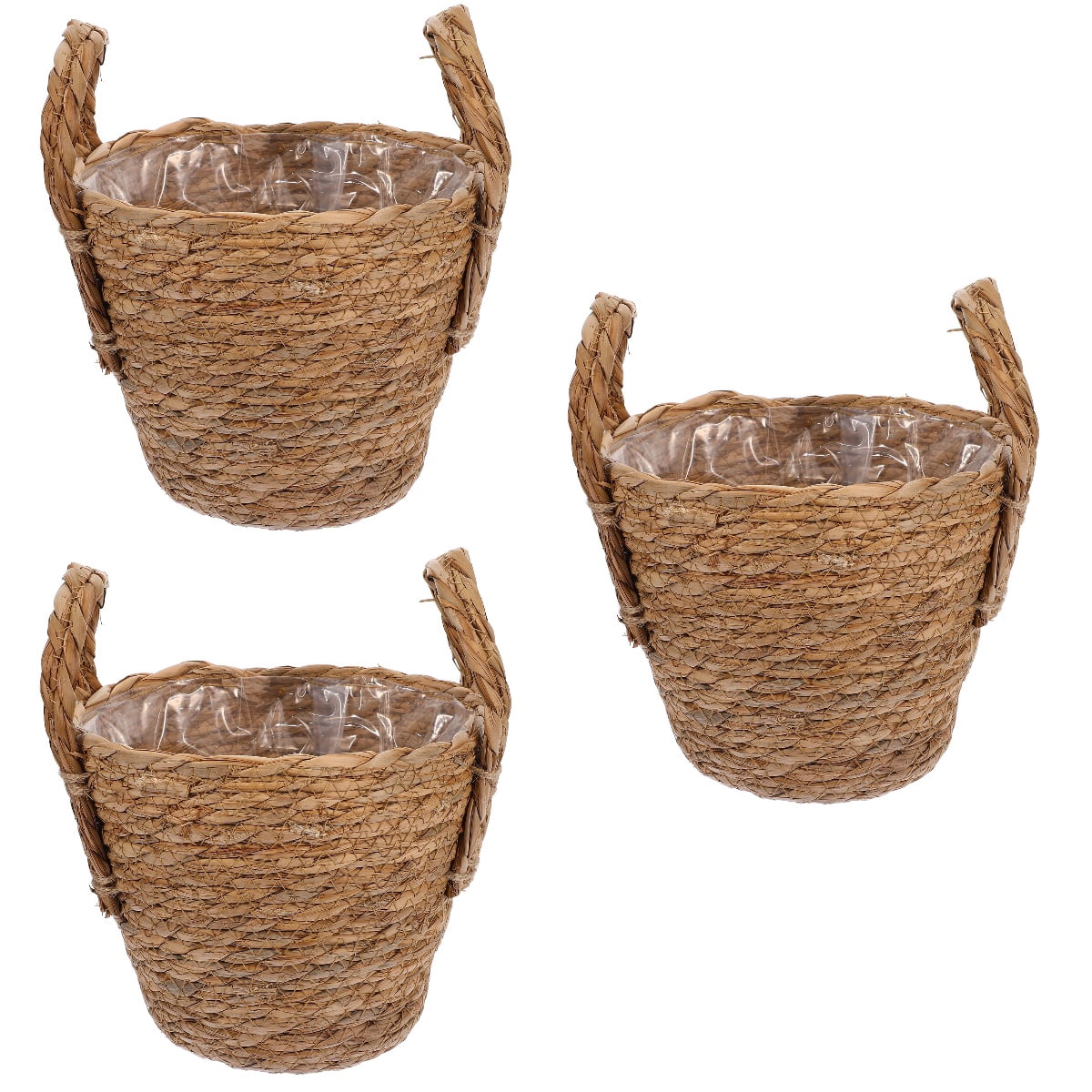 3 Pcs Straw Flower Pot Planters Vintage Blooming Wallpaper Khaki ...