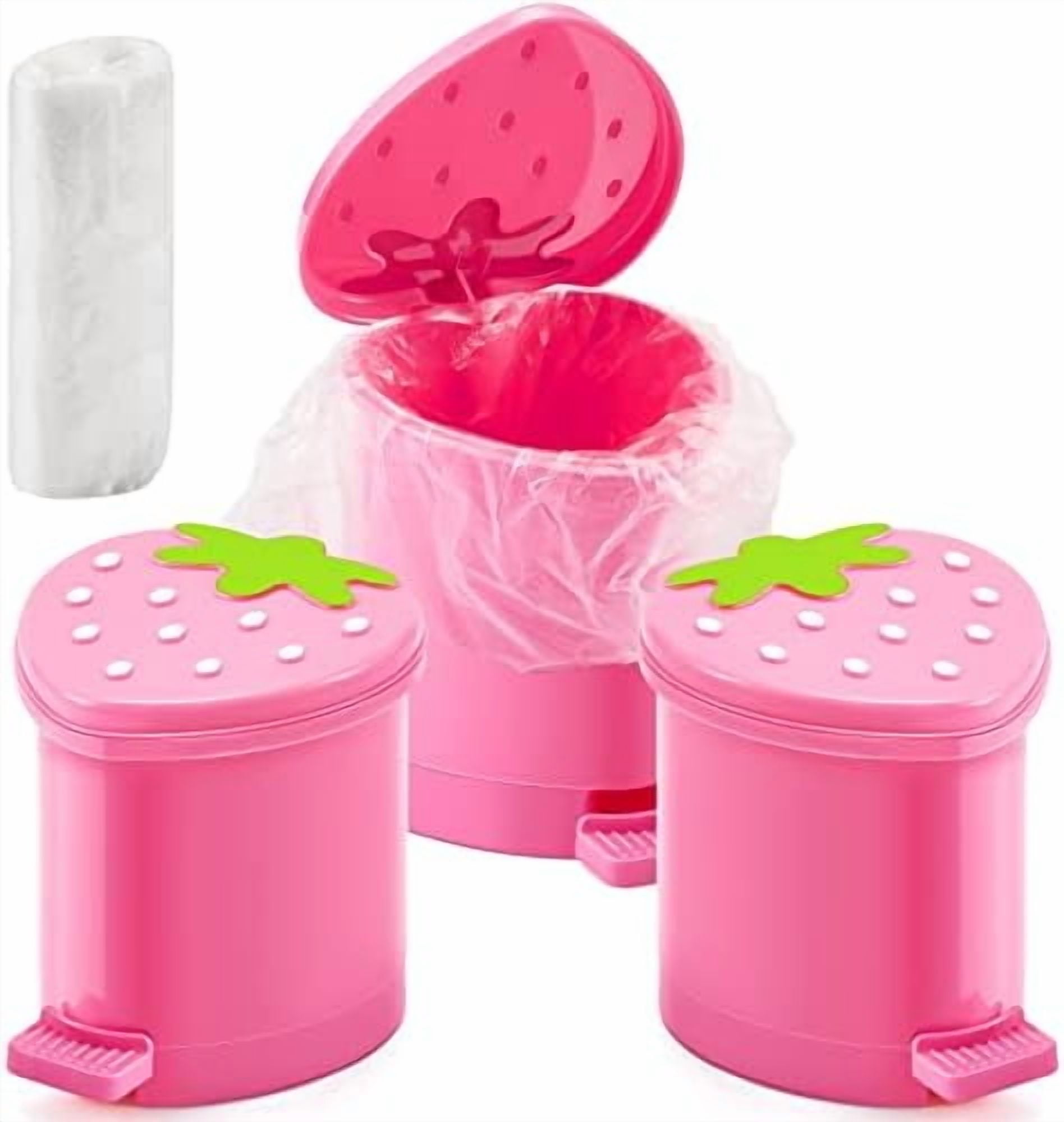 3 Pcs Strawberry Trash Can with 100 Pieces of Trash Bags 4 x 3.5 inch ...