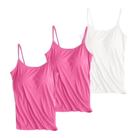 3 Pcs Stretchy Breathable Camisole Tops for Ladies Built in Padding ...