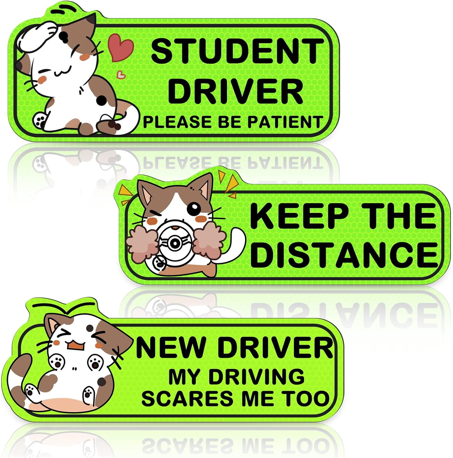 3 Pcs Student Driver Car Magnet Large, 9 Inch Reflective New Driver ...