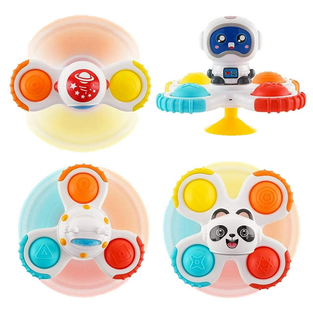 3 Pcs Suction Cup Spinner Toys for Toddlers 1-3, Soft Fidget Spinning ...