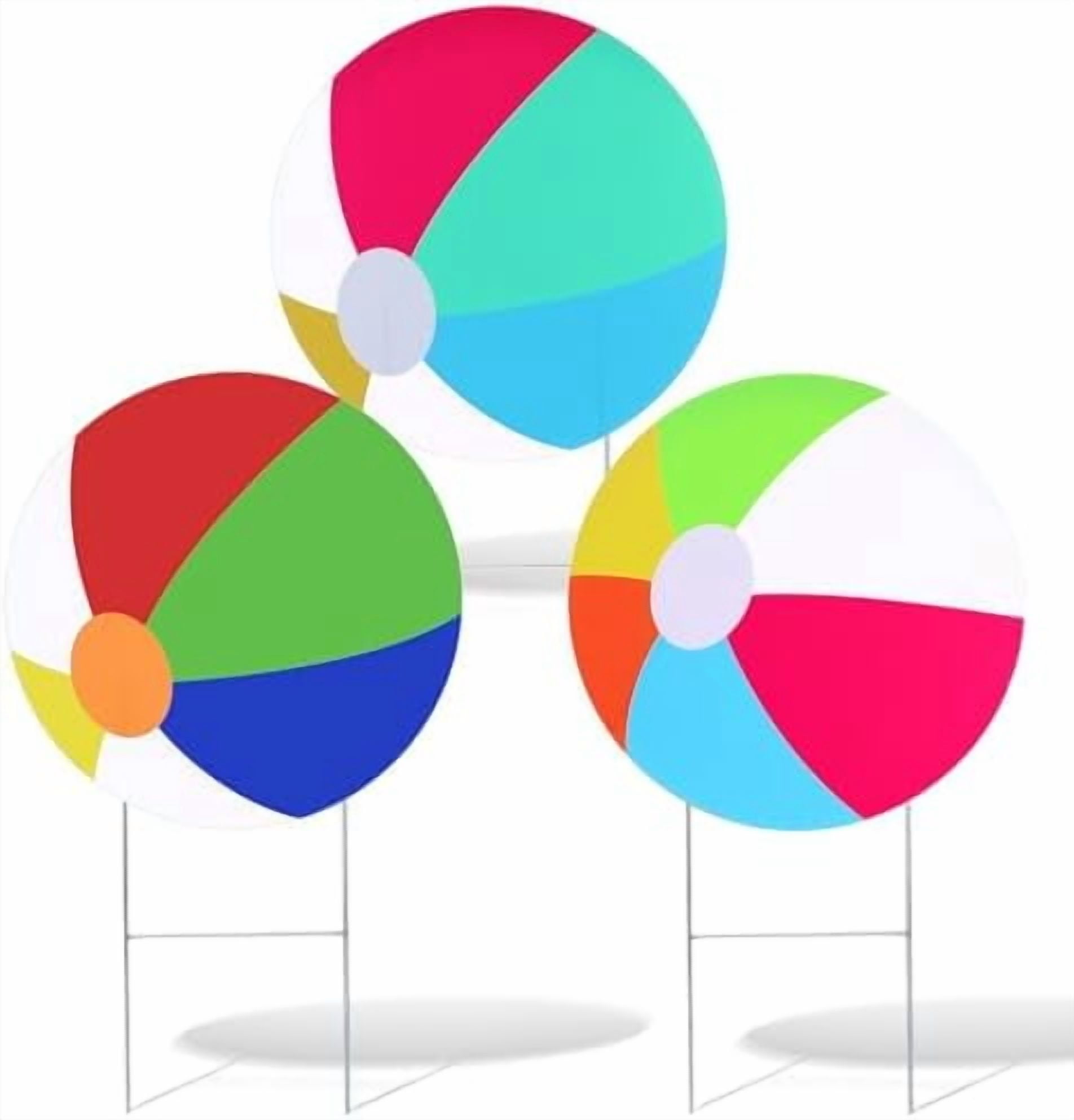 3 Pcs Summer Beach Balls Yard Signs with Stakes, 11.8 Inch Beach Ball ...