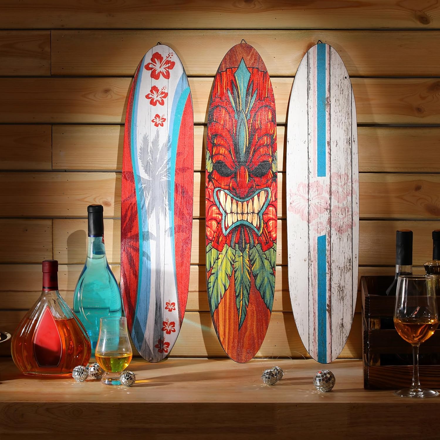 3 Pcs Surfboard Wall Decor 23.6" x 5.4" Beach Room Decor Large Wooden ...