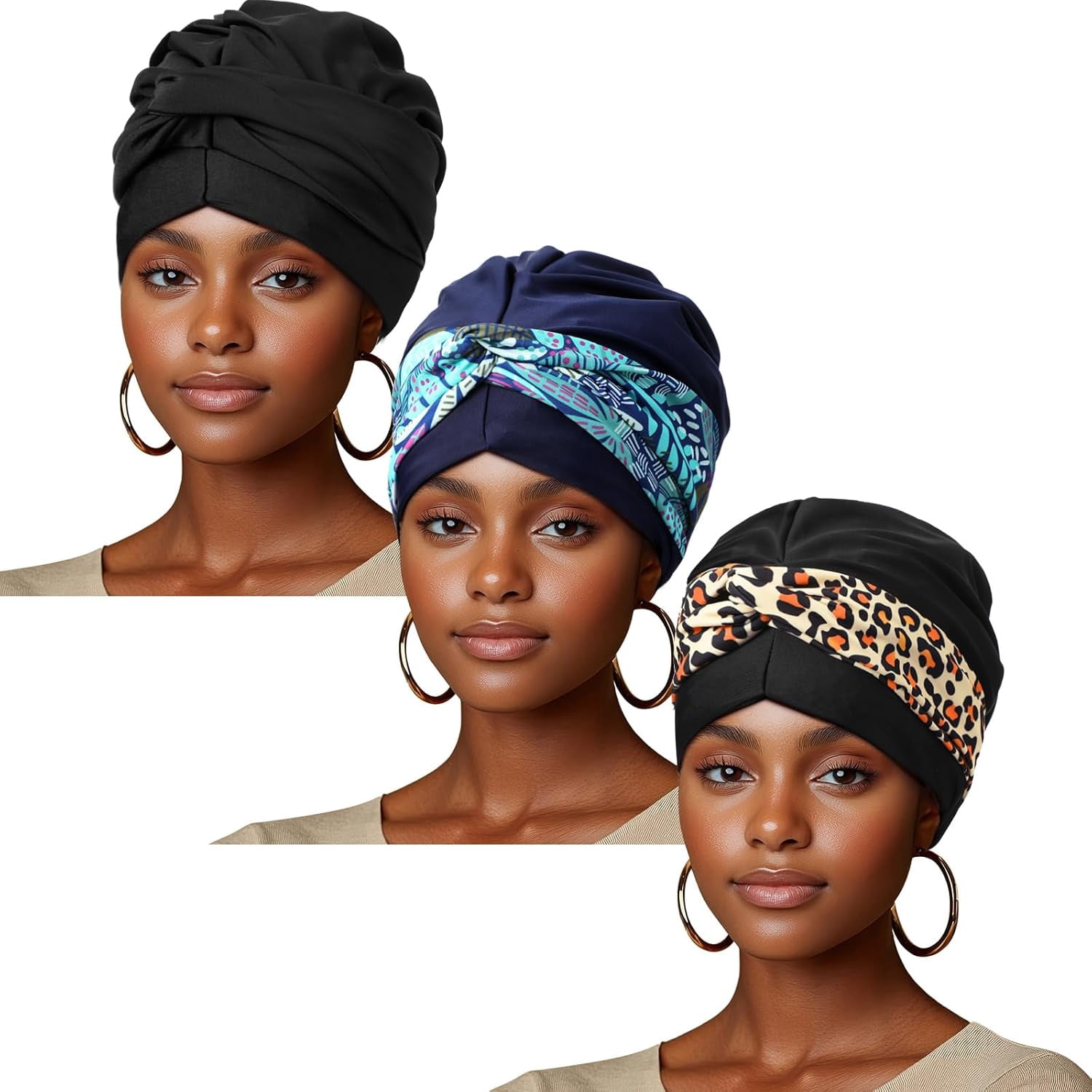 3 Pcs Swim Cap Large Swimming Turban for Women Youth Extra Large Swim ...
