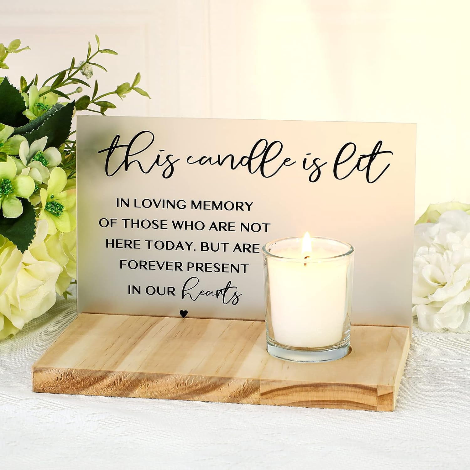 3 Pcs Sympathy Gifts Memorial Candle Acrylic and Wooden in Loving ...