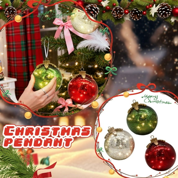 3 Pcs Tabletop Christmas Ornaments - Crystal Ball Christmas Decor for ...