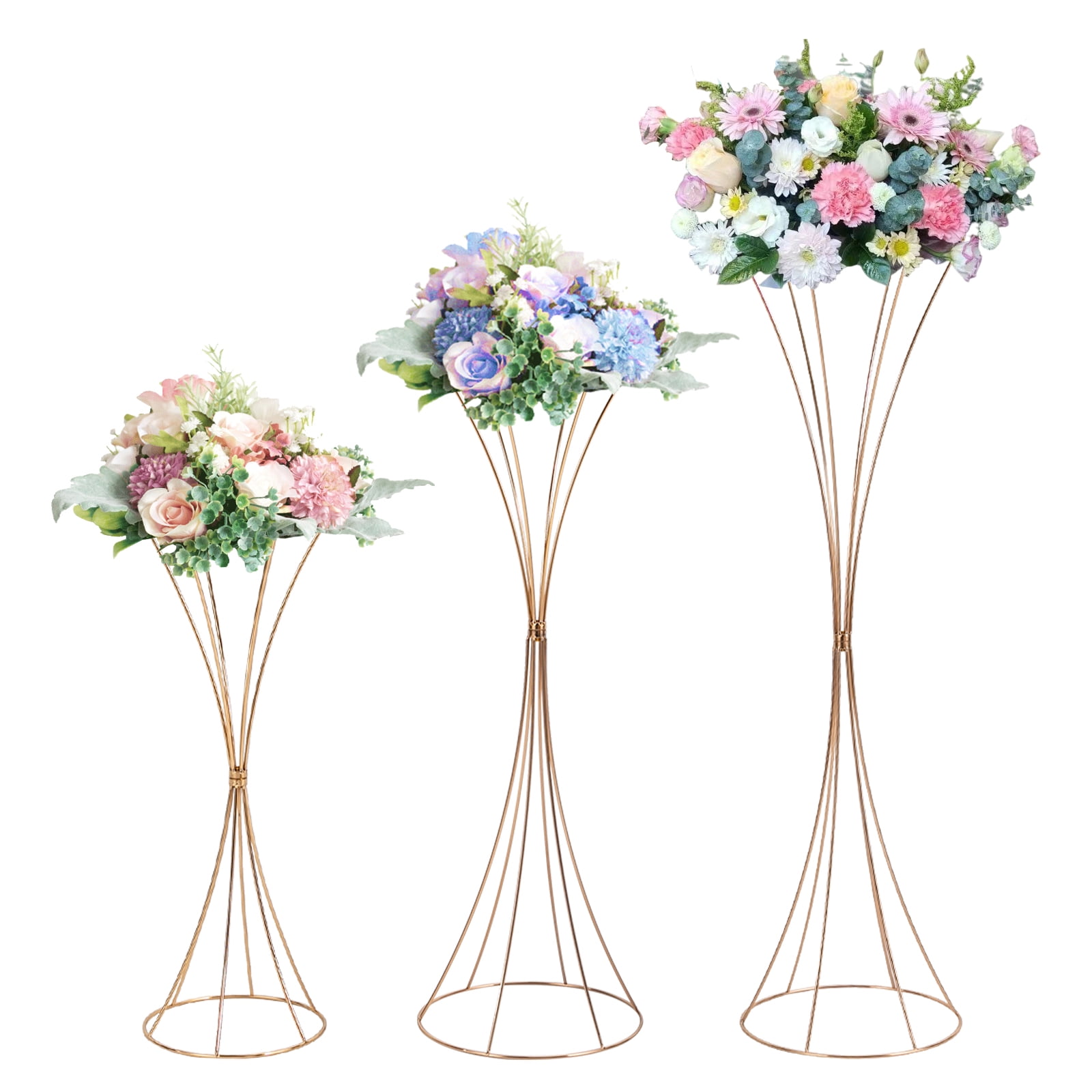 3 Pcs Tall Metal Trumpet Vase, Wedding Flowers Stand Centerpiece Table ...