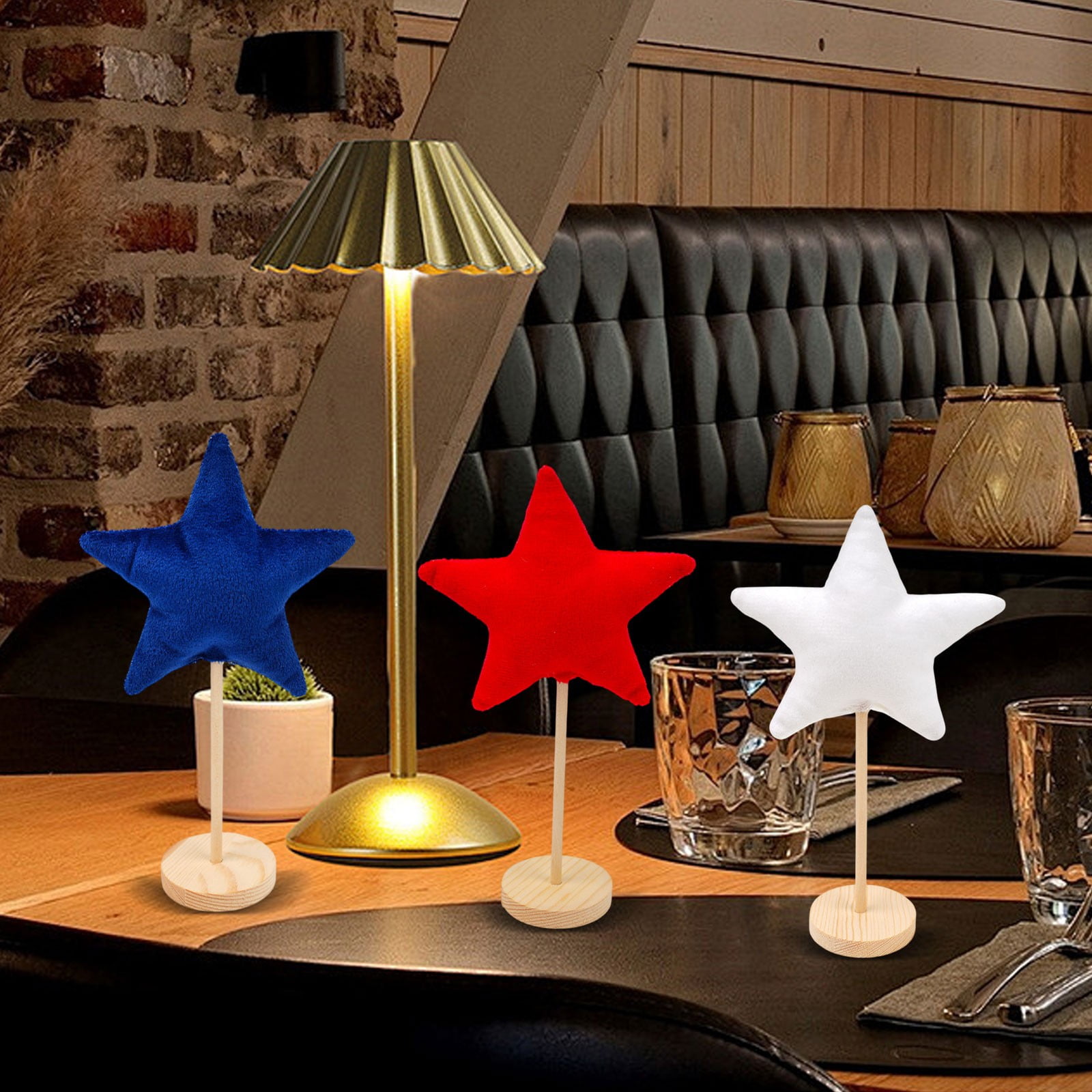 3 Pcs Tall Standing Star Block Set Glitter Patriotic Star Table ...