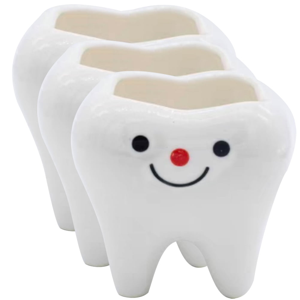 3 Pcs Teeth Plant Pots Planters for Indoor Plants Porcelain Fake Office ...